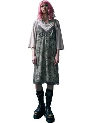 R13 Oversized Tee Dress With Slip - Multi