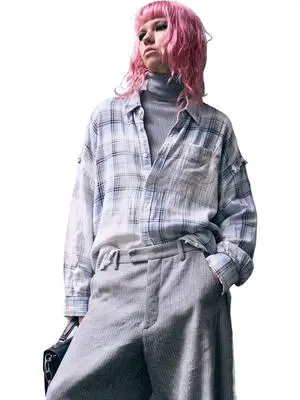 R13 Shredded Seam Drop Neck Shirt - Multi