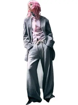 R13 Relaxed Darted Sweatpant - Heather Grey With Oatmeal