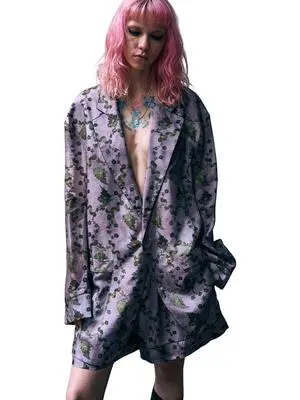 R13 Elongated Ragged Blazer With Piping - Multi