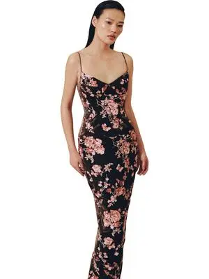 SAU LEE Rosella Embroidered Gown