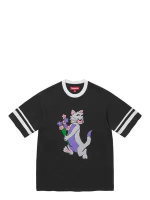 Supreme Glitter Cat Short-sleeve Top - Black