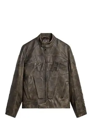 Kith Vintage Leather Wayne Moto Jacket 'clever - Brown