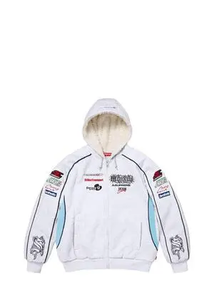 Supreme Racing Lined Zip Up Hooded Sweatshirt 'ash - Grey