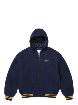 Supreme X Larry Clark Hooded Varsity Jacket 'navy - Blue