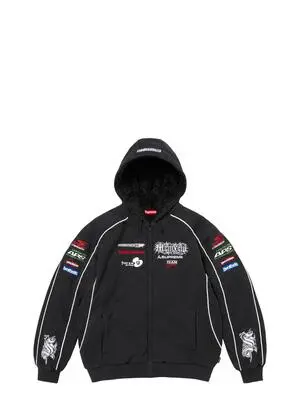 Supreme Racing Lined Zip Up Hooded Sweatshirt - Black