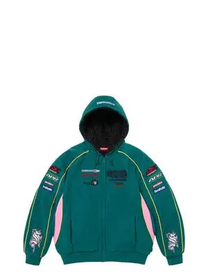 Supreme Racing Lined Zip Up Hooded Sweatshirt 'dark - Teal