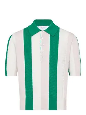 Thom Browne Shadow Stripe Mixed Stitch Intarsia Polo 'light - Pink