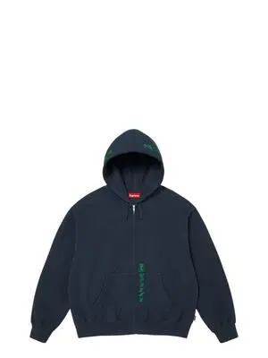 Supreme God Over Money Zip Up Hooded Sweatshirt 'navy - Blue