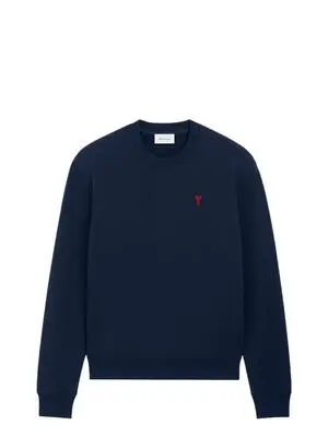 AMI Paris Quota Sweatshirt With Red De Coeur 'bleu Nuit - Blue