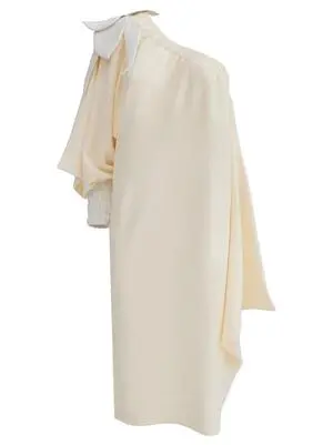 JULIA ALLERT Neutrals Cocktail One-shoulder Midi Dress Ecru - Beige