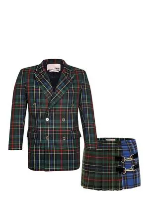 COME ON Suit Allegro Jacket Tartan Jack Mini Skirt Tartan - Green