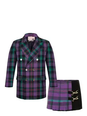 COME ON Suit Allegro Jacket Tartan With Jack Mini Skirt Tartan Violet - Purple