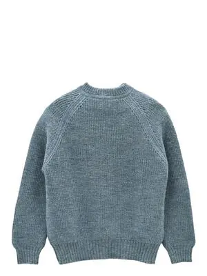 OUBAS Blue / Grey The Olann British Wool Crew Neck Sweater In Slate Blue