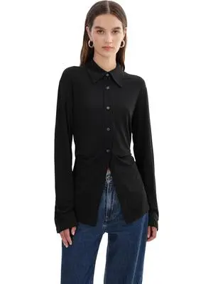 LAMARQUE Kai Fitted Knit Shirt - Black