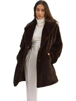 LAMARQUE Linnea Faux Fur Coat - Black
