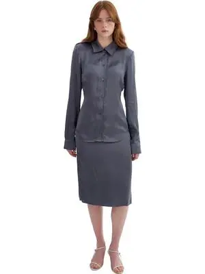 LAMARQUE Mika Satin Skirt - Graphite