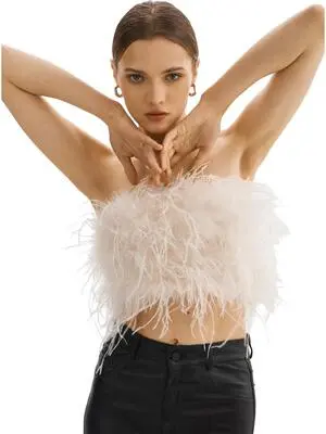LAMARQUE Zaina Feather Bustier Bone