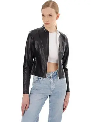 LAMARQUE Chapin Reversible Leather Bomber Black/silver