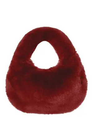 LAMARQUE Alix Mini Faux Fur Hobo Bag Maroon