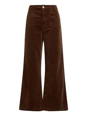 Paige Anessa Corduroy High Waist Ankle Wide Leg Jeans - Hickory