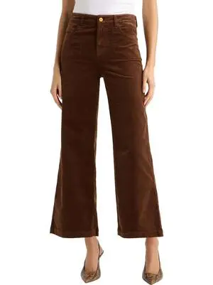 Paige Anessa Corduroy High Waist Ankle Wide Leg Jeans - Hickory
