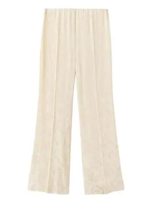 Mango Lenny Jacquard Straight Leg Pants - Ecru