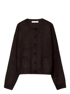 Iris Von Arnim Brushed Cashmere Cardigan - Chocolate