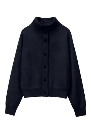 Iris Von Arnim Brushed Cashmere Cardigan Navy