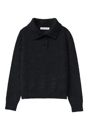 Iris Von Arnim Wool-Cashmere Half-Zip Sweater Navy