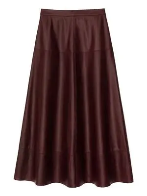 Iris Von Arnim Leather Skirt - Burgundy