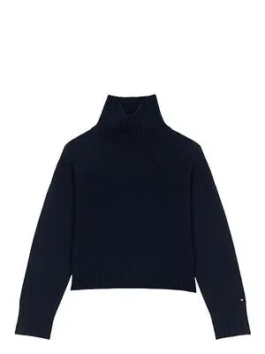 Maje High-neck Relaxed-fit Cashmere-blend Jumper - Navy