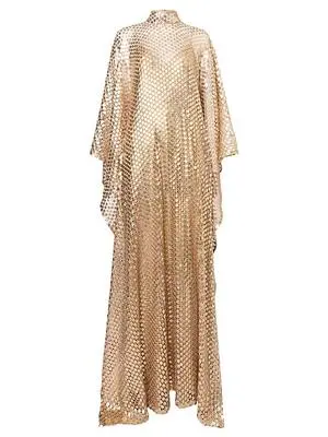 TALLER MARMO Deserto Sequinned Woven Kaftan Dress - Brass