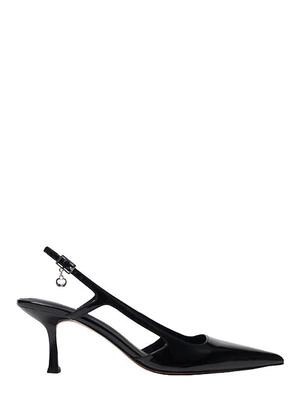 Maje Heeled Patent-leather Sling-back Pumps - Black