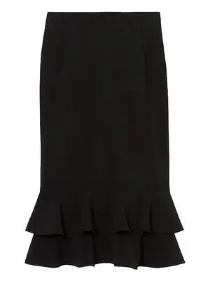 Claudie Pierlot Ruffled-trim Crepe Midi Skirt - Black