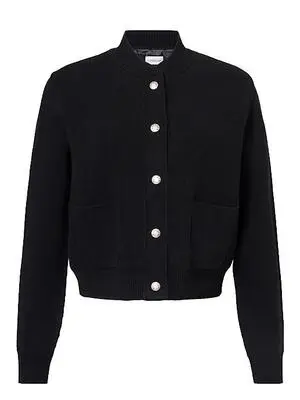 Moncler Contrast Padded Wool And Cashmere-blend Cardigan - Black