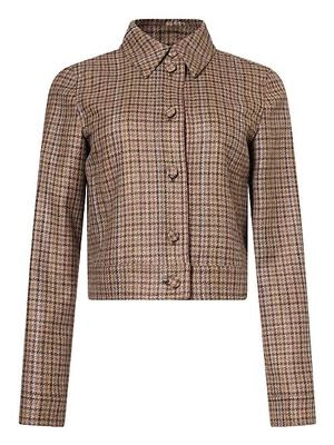 Gabriela Hearst Thereza Houndstooth Wool And Silk Jacket - Camel Multi