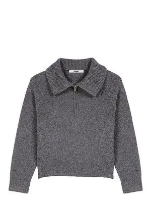 Maje Zip-neck Regular-fit Yak-blend Jumper - Grey