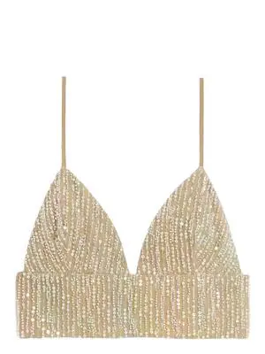 AMI Cropped Top With Sequin Embroidery