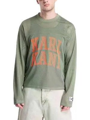 KARL KANI Logo-print Mesh T-shirt - Green
