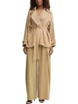 HAVEONE Pleated Wide-leg Palazzo Pants - Neutrals
