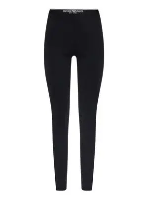Emporio Armani Logo-waistband Leggings - Black