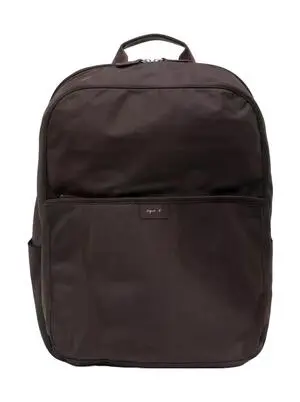 AGNES B. Logo Patched Backpack - Brown