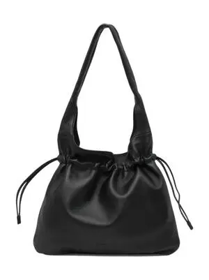 AGNES B. Sheepskin Drawstring Shoulder Tote Bag