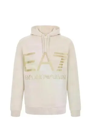 EA7 Logo-print Hoodie - Neutrals