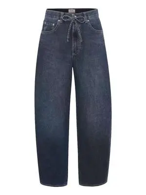 DL1961 Taylor Barrel Drawstring-waist Wide-leg Jeans Blue