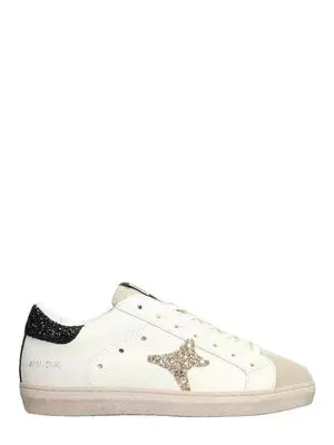 AMA-BRAND Glitter-embellished Star-patch Sneakers - White
