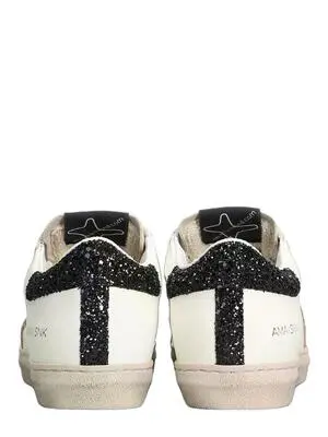 AMA-BRAND Glitter-embellished Star-patch Sneakers - White