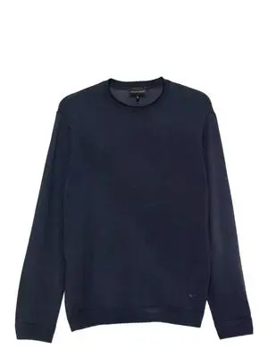 Emporio Armani Logo-patch Wool Sweater - Blue