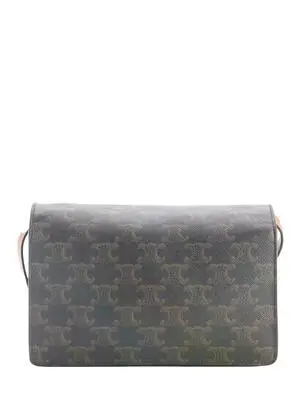 Celine Wallet On Strap Triomphe Coated Canvas Crossbody Bag - Brown